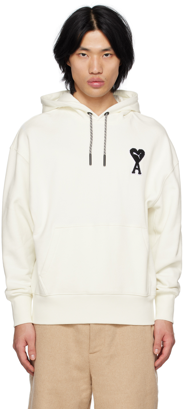 Ami White Puma Edition Hoodie In 75 Marshmallow - 57% Off